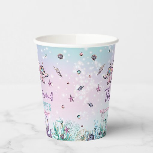 Chic Mermaid Tail Under the Sea Birthday Party Paper Cups | Zazzle