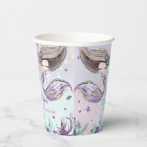 Chic Mermaid Under the Sea Birthday Pool Party Paper Cups | Zazzle