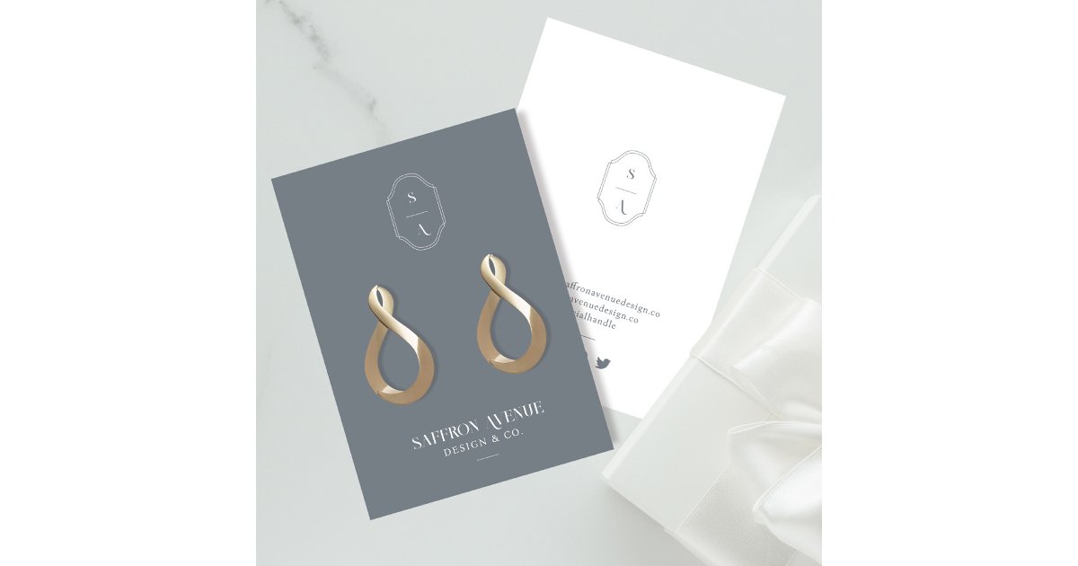 Chic Minimal Grey Custom Monogram Earring Display Business Card | Zazzle