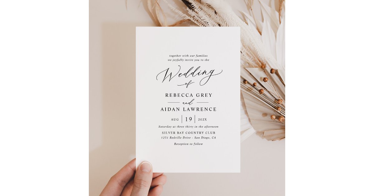 Chic Minimal Modern Script Wedding Invitation | Zazzle