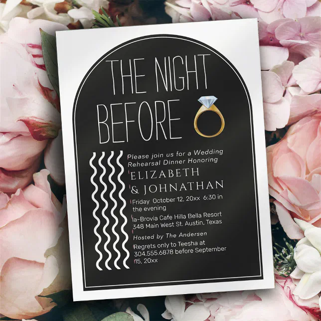 Chic Minimal Text Script The Night Before Invitation | Zazzle