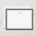 Chic Minimalist Ash Black Two Border Monogram Note Card | Zazzle