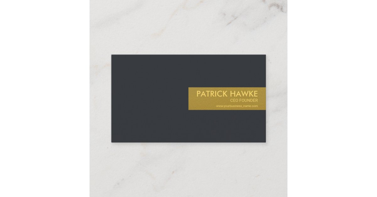 Chic Minimalist Simple Gold Name Tab CEO Founder Business Card | Zazzle