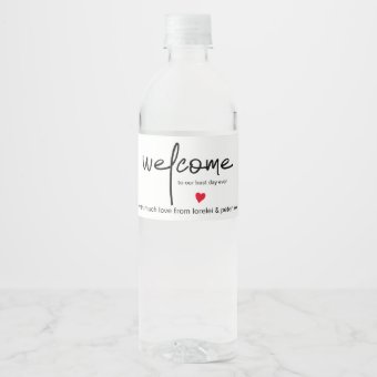 Chic Minimalist Typography With Cute Heart Motif Water Bottle Label ...