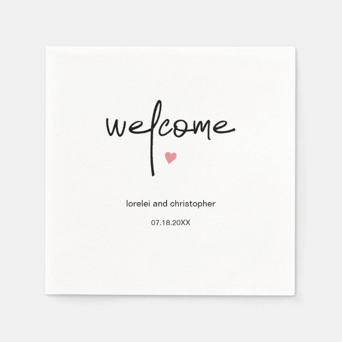 Chic Minimalist Wedding Guest Welcome Cocktail Napkins | Zazzle
