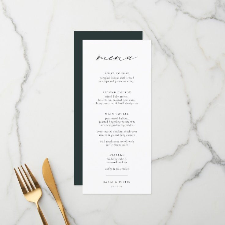 Chic Minimalist Wedding Menu | Zazzle