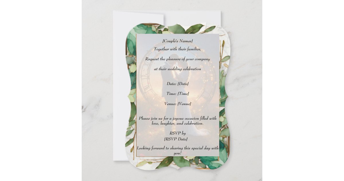Chic Minimalistic Green-ish Wedding Invitations | Zazzle