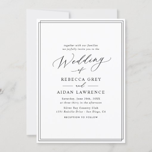Chic Minimalistic Modern Script Wedding Invitation | Zazzle