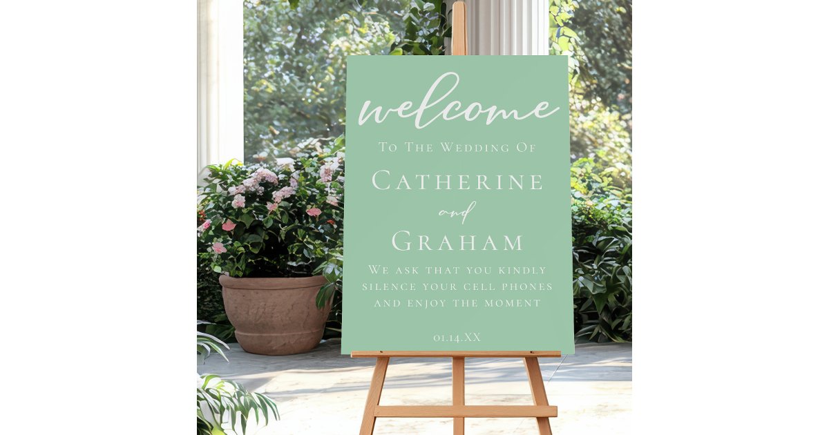 Chic Mint Green Personalized Wedding Welcome Foam Board | Zazzle