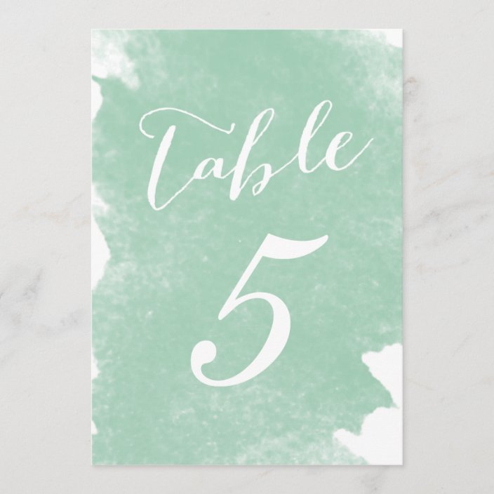 CHIC MINT GREEN WATERCOLOR TABLE NUMBER CARDS | Zazzle.com