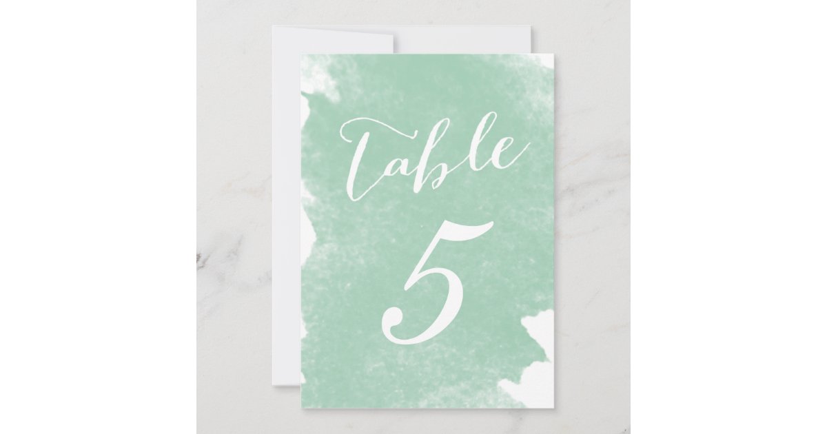 CHIC MINT GREEN WATERCOLOR TABLE NUMBER CARDS | Zazzle