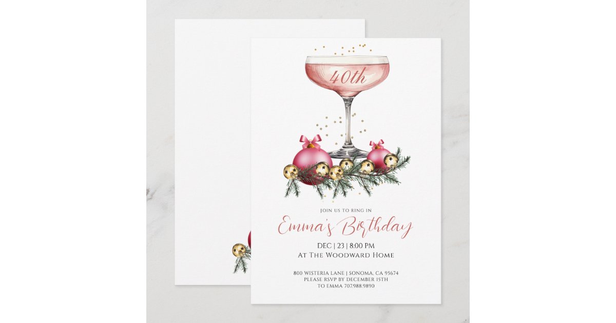 Chic Modern 40th Christmas Season Birthday Party Invitation | Zazzle