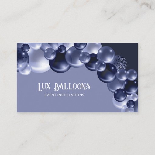 Chic Modern Balloon Artist Navy Blue Silver Business Card | Zazzle