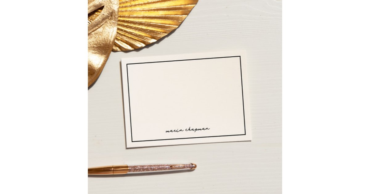 Chic Modern Black Personalized Note Cards | Zazzle