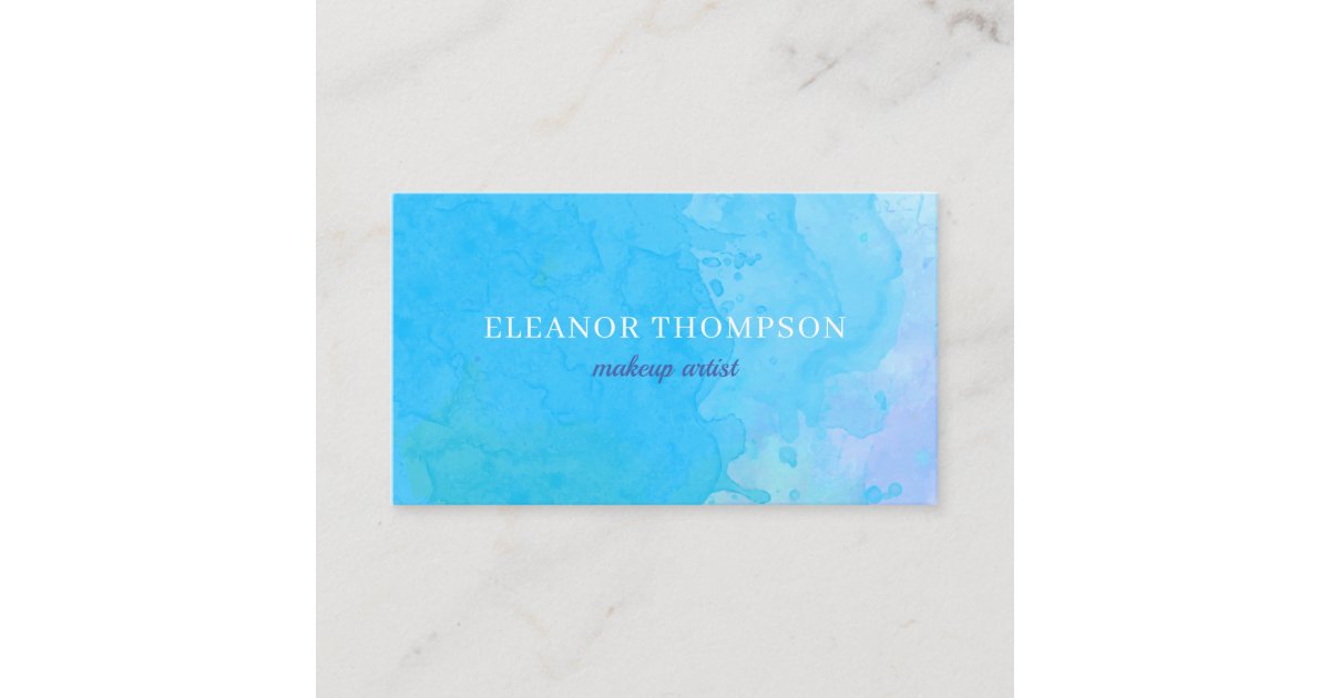 Chic Modern Blue Watercolor Business Card | Zazzle