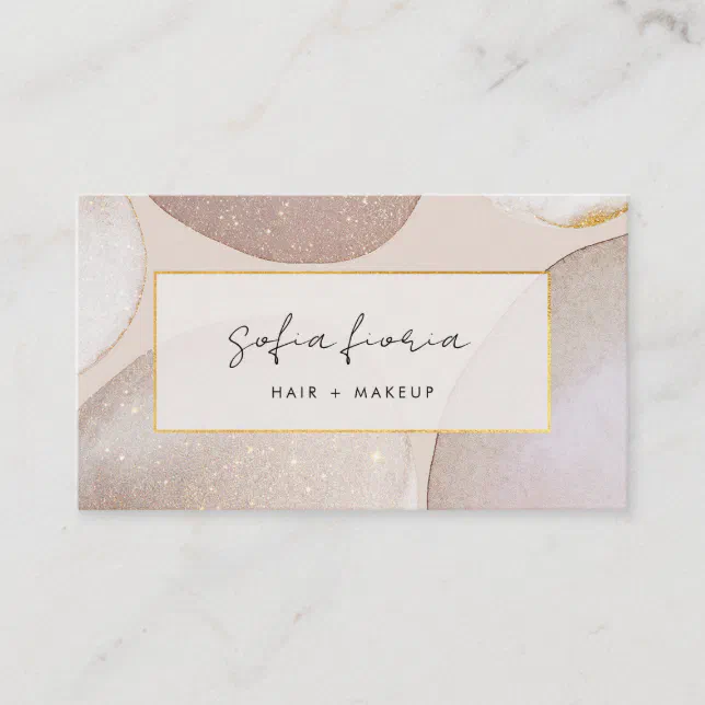 Chic Modern Blush Gold Glitter Business Card | Zazzle