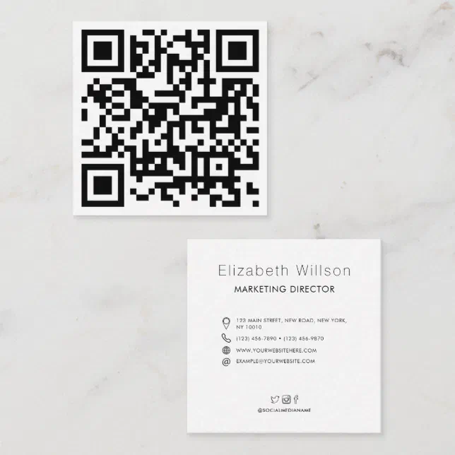 Chic Modern Business QR Code Square Business Card | Zazzle
