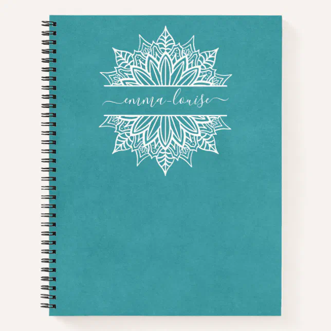 Chic Modern Circular Mandala Calligraphy Monogram Notebook | Zazzle