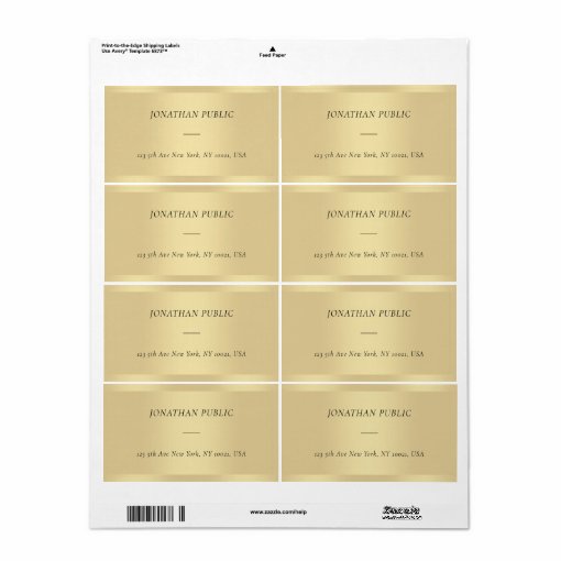 Chic Modern Cursive Font Template Gold Shipping Label | Zazzle