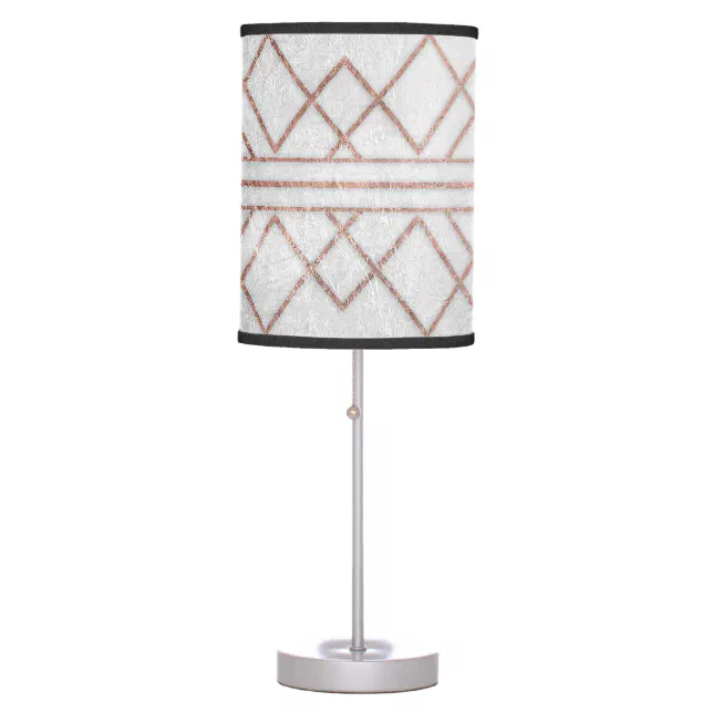 Chic Modern Faux Rose Gold Geometric Triangles Table Lamp | Zazzle