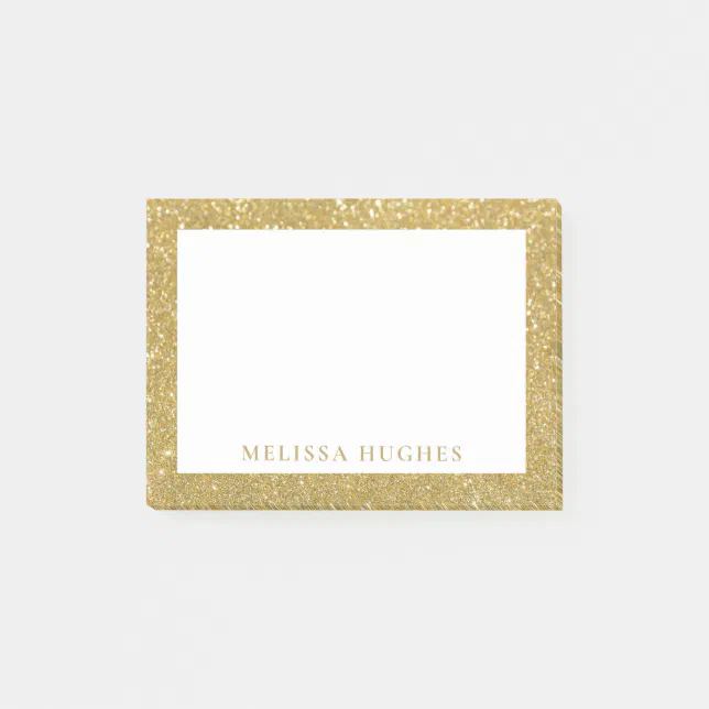 Chic Modern Gold Glitter Personalised Post-it Notes | Zazzle