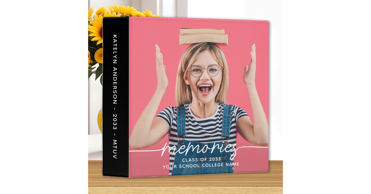 Chic Modern Graduation Memories Graduate 2 Photo 3 Ring Binder | Zazzle