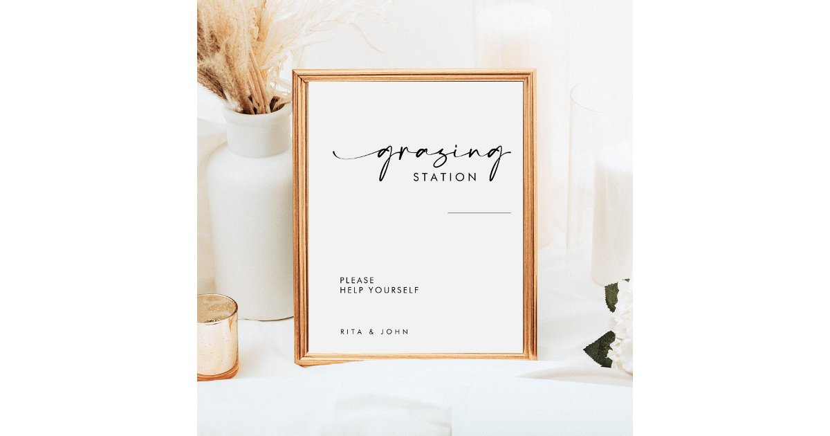 Chic Modern Grazing Station Table Wedding Sign | Zazzle