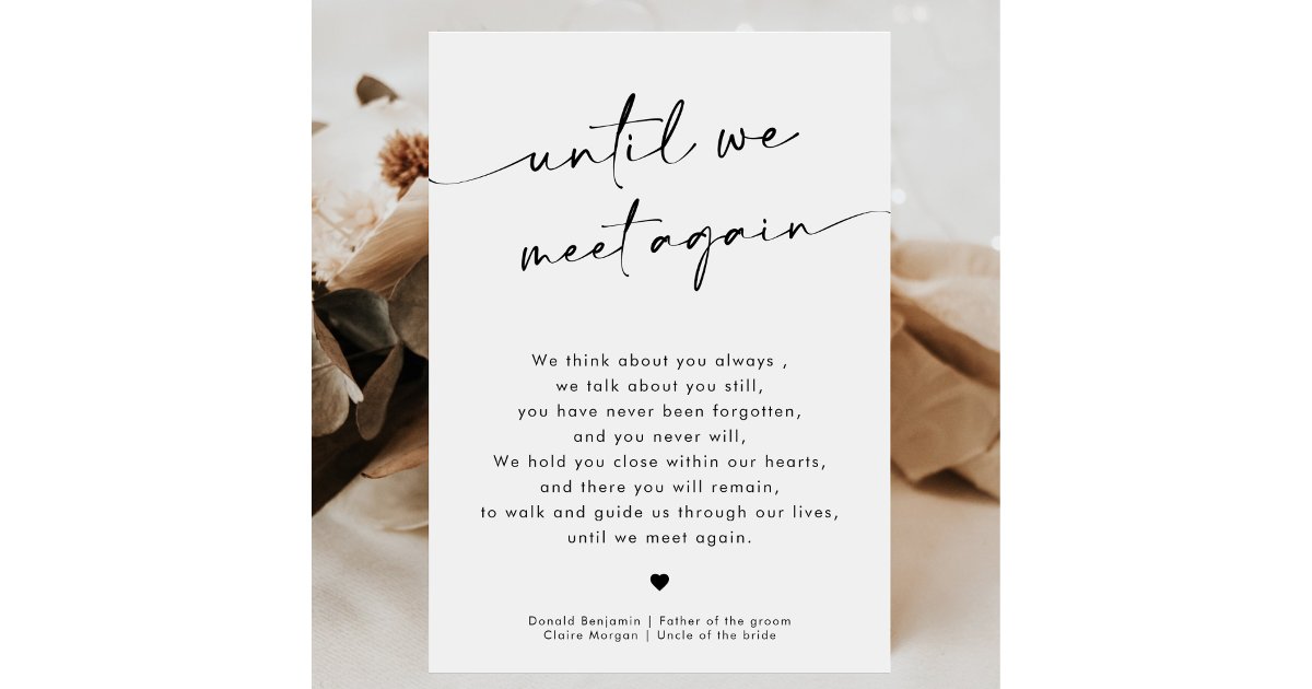 Chic Modern In loving memory Wedding Sign | Zazzle