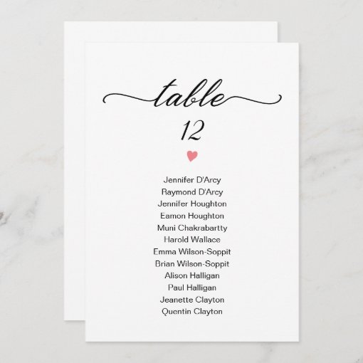 Chic Modern individual wedding table chart | Invitation | Zazzle