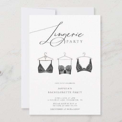 Chic Modern Lingerie Bachelorette Party Invitation Zazzle