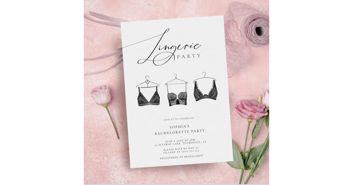 Chic Modern Lingerie Bachelorette Party Invitation Zazzle