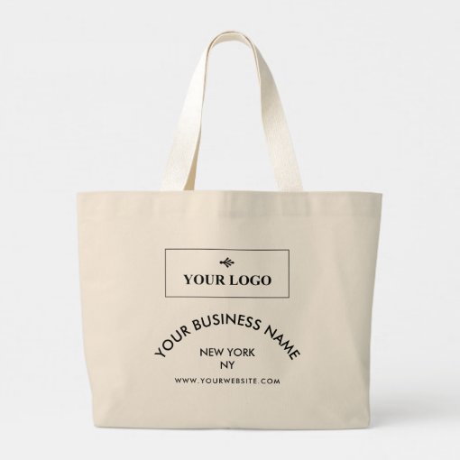 Chic Modern Logo Business Name Website Promotional Large Tote Bag | Zazzle