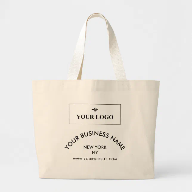Chic Modern Logo Business Name Website Promotional Large Tote Bag | Zazzle