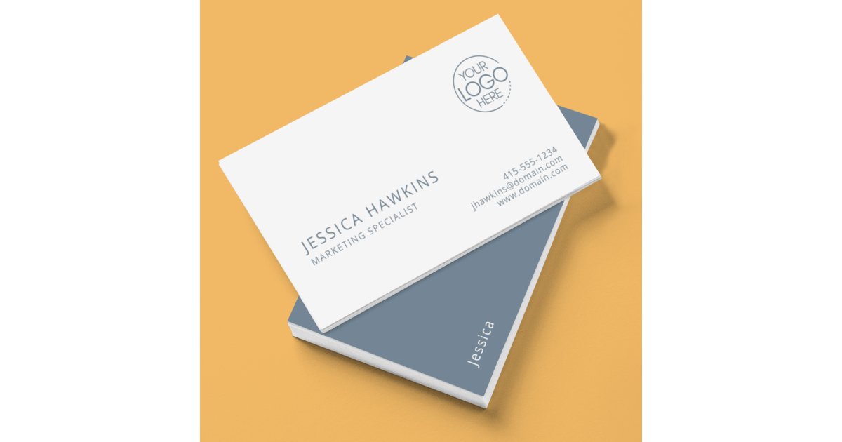 Chic Modern Logo Dusty Blue Professional Business Card | Zazzle