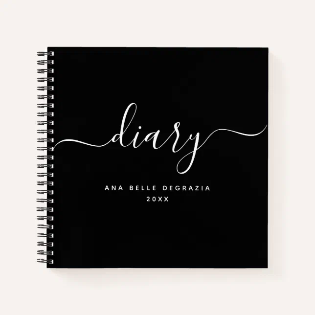 Chic Modern Minimal Personalized Diary Your Name Notebook | Zazzle