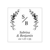 Chic Modern Minimalist Initials Twigs & Flowers Rubber Stamp | Zazzle