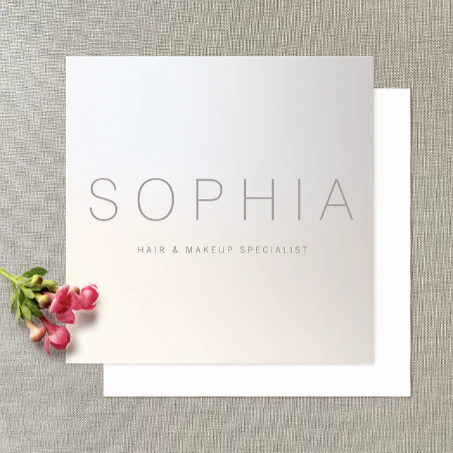 Chic Modern Minimalist Luminous Silver Square Square Business Card | Zazzle