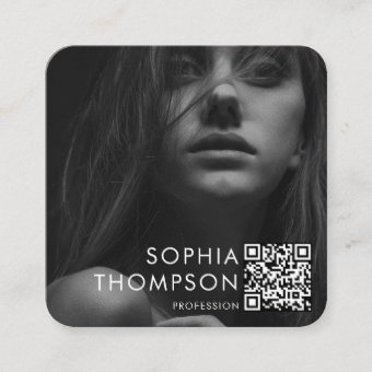 Chic Modern Minimalist QR Code Professional Photo Square Business Card ...