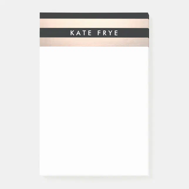 Chic Modern Rose Gold and Black Striped Modern Post-it Notes | Zazzle