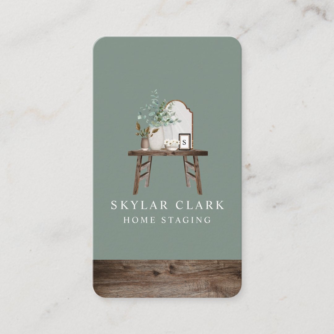 Chic Modern Rustic Home Staging Furniture & Decor Business Card | Zazzle