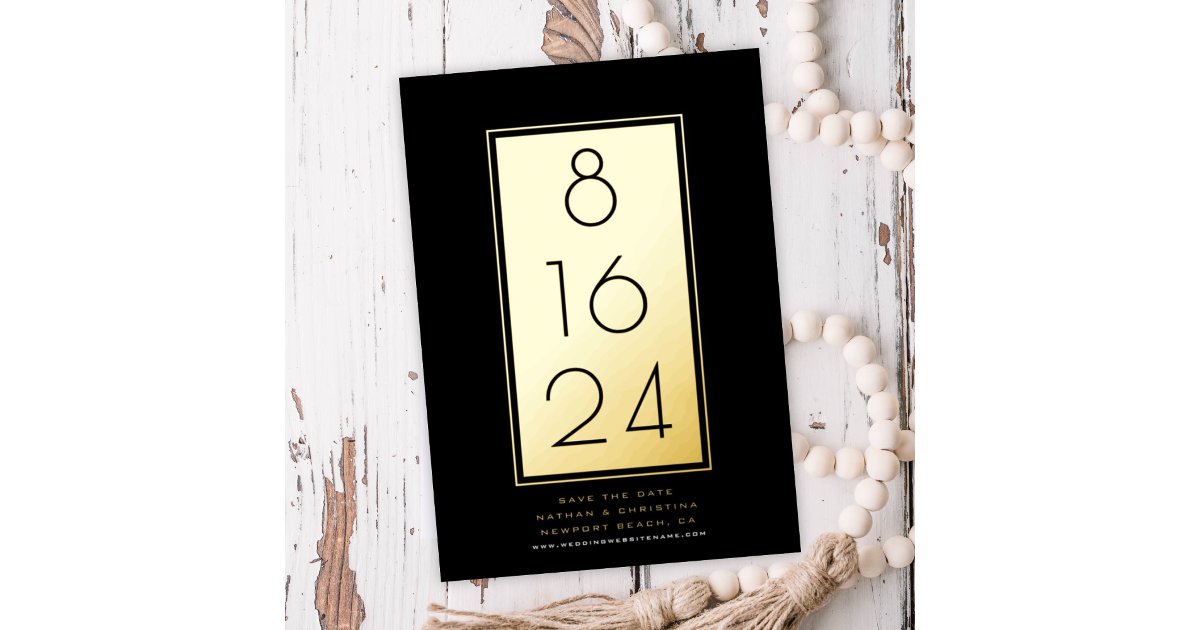 Chic Modern Save the Date Your Date in Gold Foil Invitation | Zazzle