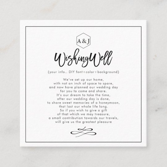 Chic+Modern Script Wedding Wishing Well Cards | Zazzle.com