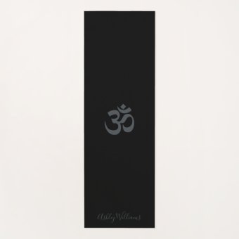 Chic Monogram Om Symbol Black Yoga Mat | Zazzle