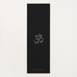 Chic Monogram Om Symbol Black Yoga Mat | Zazzle