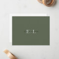 Chic Moss Green Wedding Monogram Note Card | Zazzle