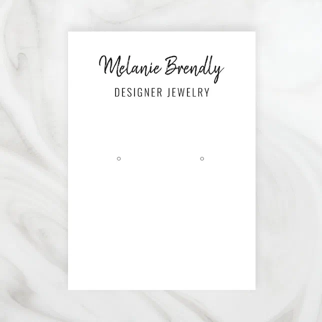 Chic Name Black White Jewelry Earring Display Business Card | Zazzle