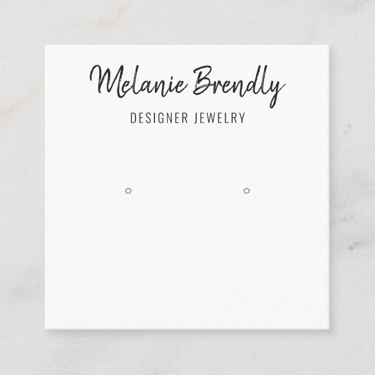 Chic Name Black White Jewelry Earring Display Square Business Card | Zazzle