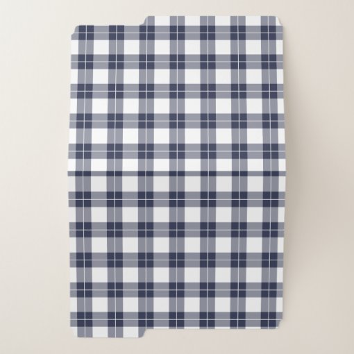 Chic Navy Blue and White Plaid Pattern File Folder | Zazzle