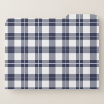 Chic Navy Blue and White Plaid Pattern File Folder | Zazzle