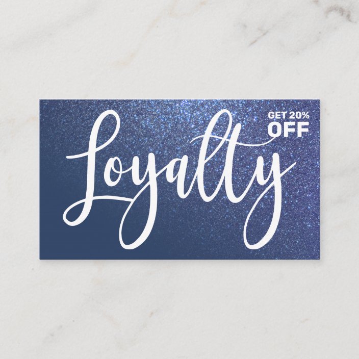 Chic Navy Blue Glitter Gradient Typography Loyalty Card | Zazzle.com